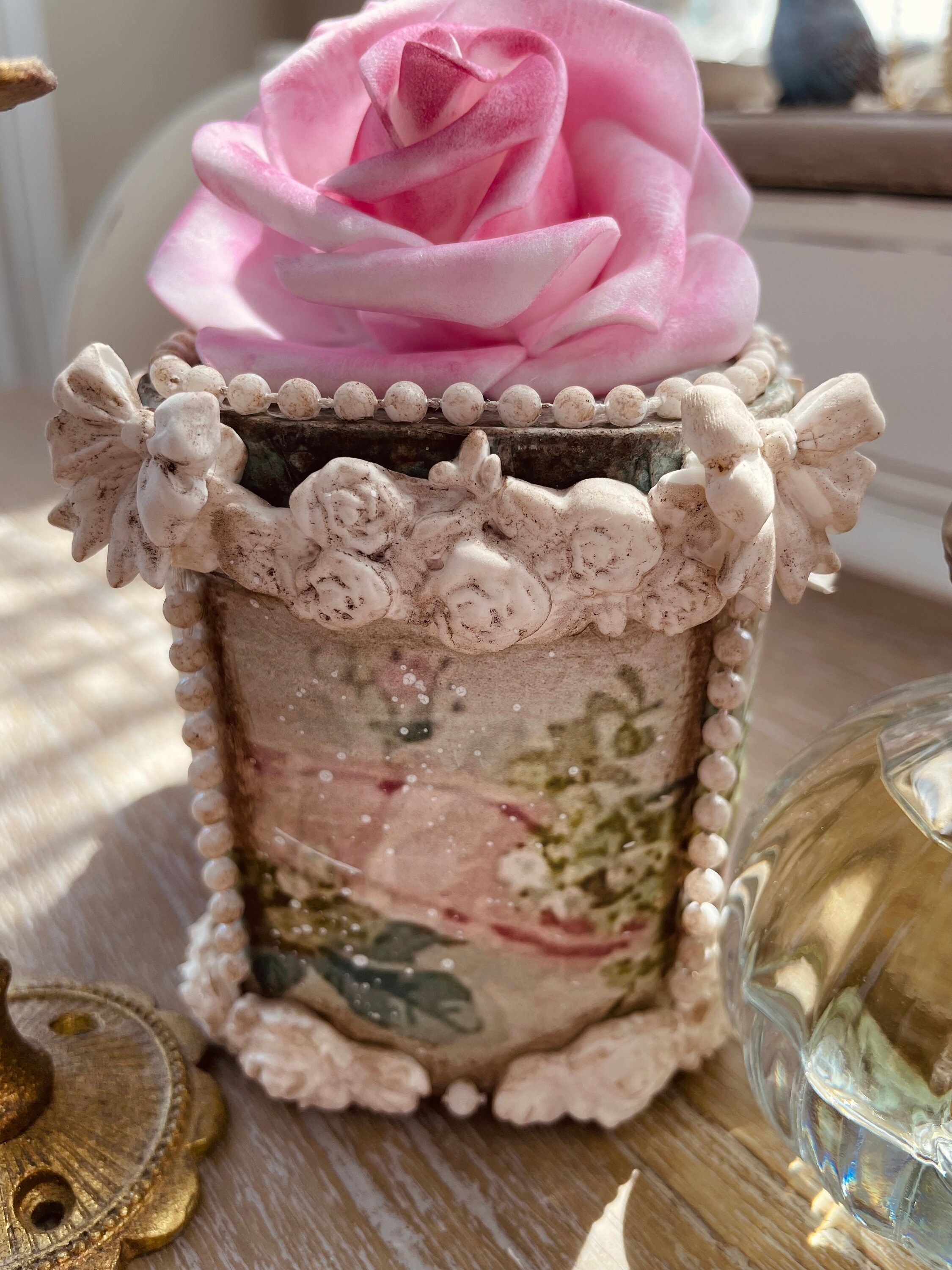 Pink Cottage Rose Box, Pink Vintage Rose Box, Pink French Country Box ...