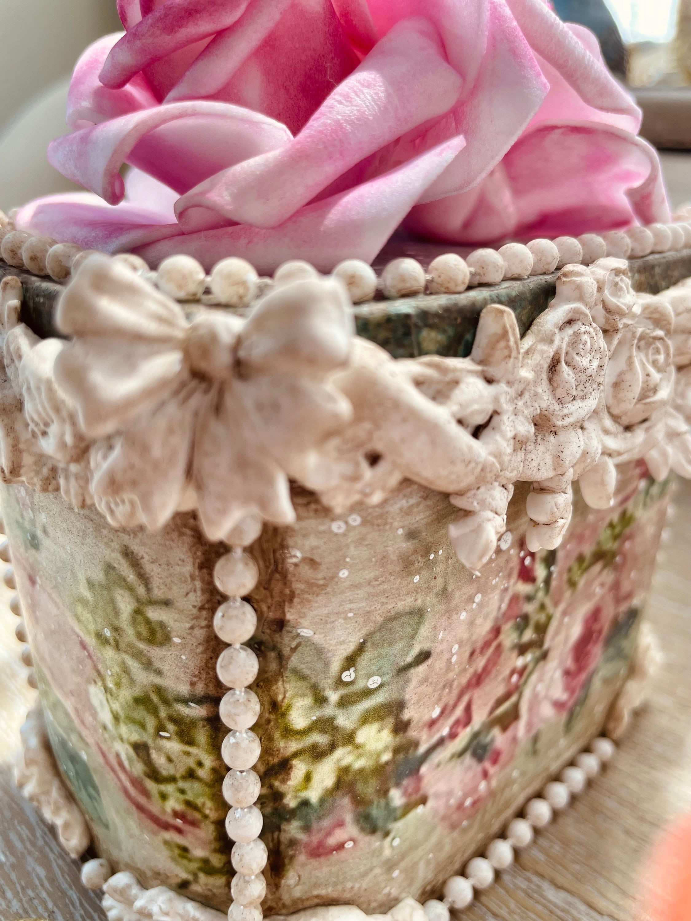 Pink Cottage Rose Box, Pink Vintage Rose Box, Pink French Country Box ...