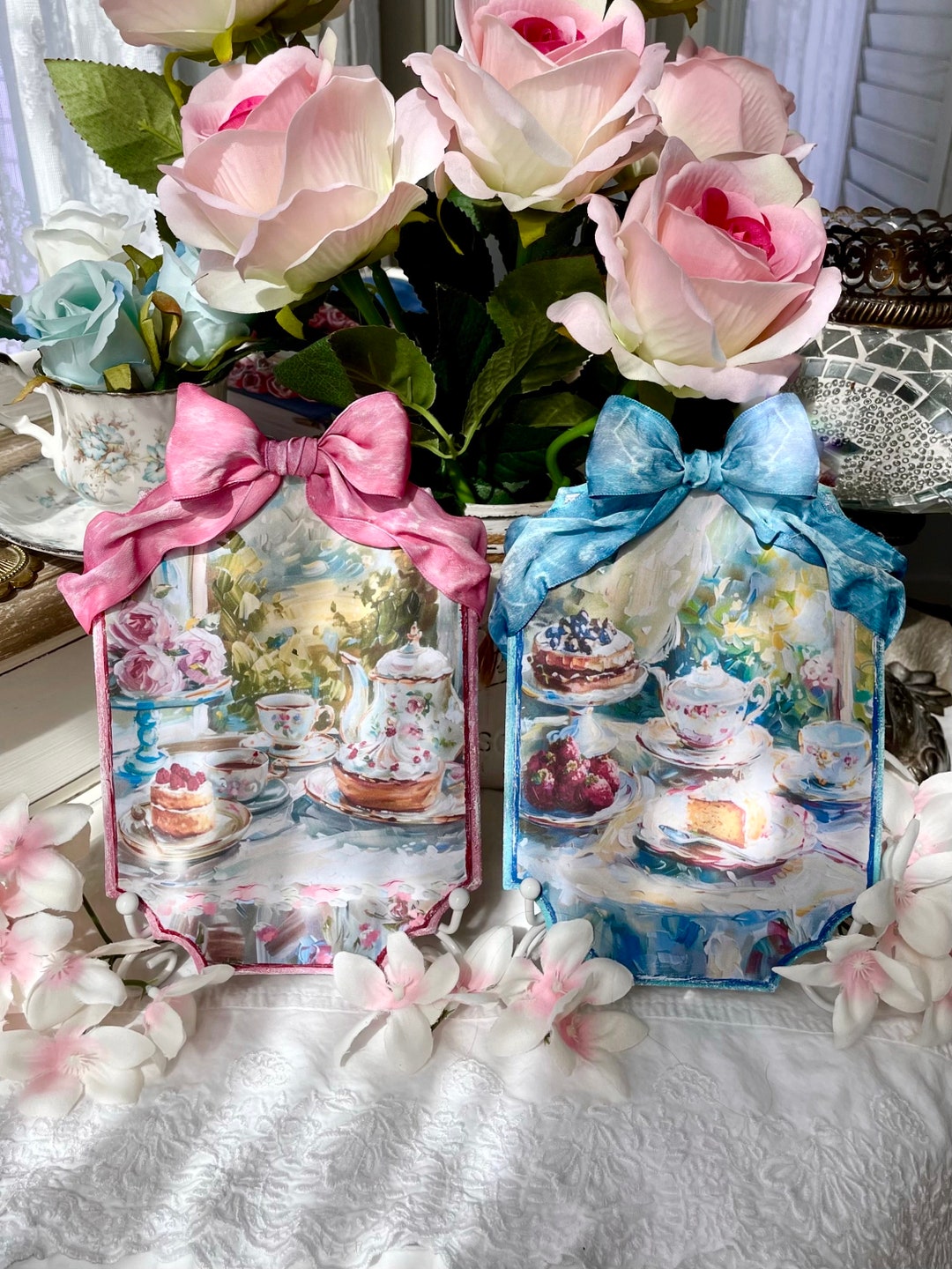 Vintage Tea Party Room Decor Set, Shabby Chic Tea Party, Coquette Bow ...