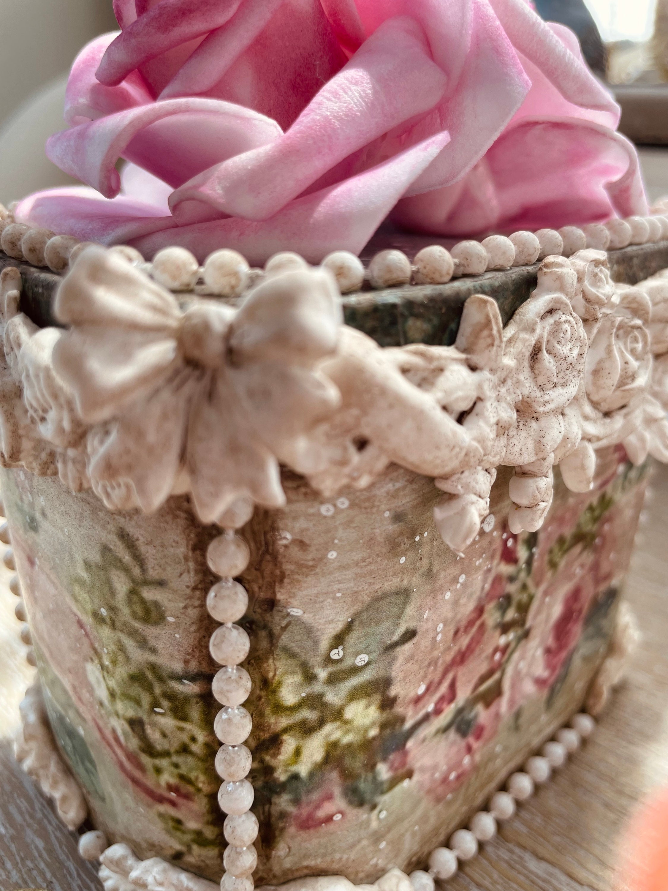 Pink Cottage Rose Box, Pink Vintage Rose Box, Pink French Country Box ...