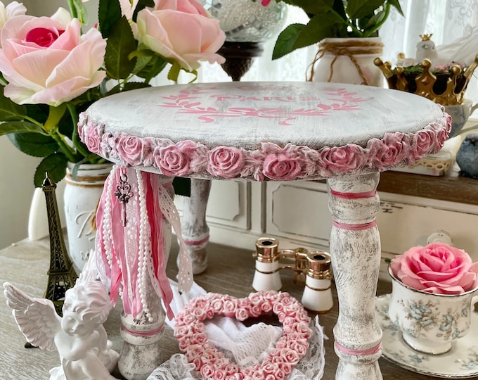 Pink and White Cottage Rose Riser, Pink and White Shabby Chic Roses ...