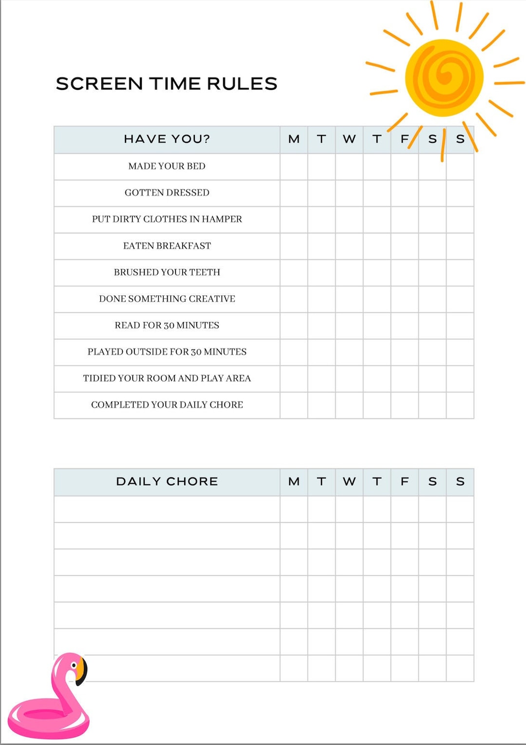 Summer Screen Time Checklist - Etsy