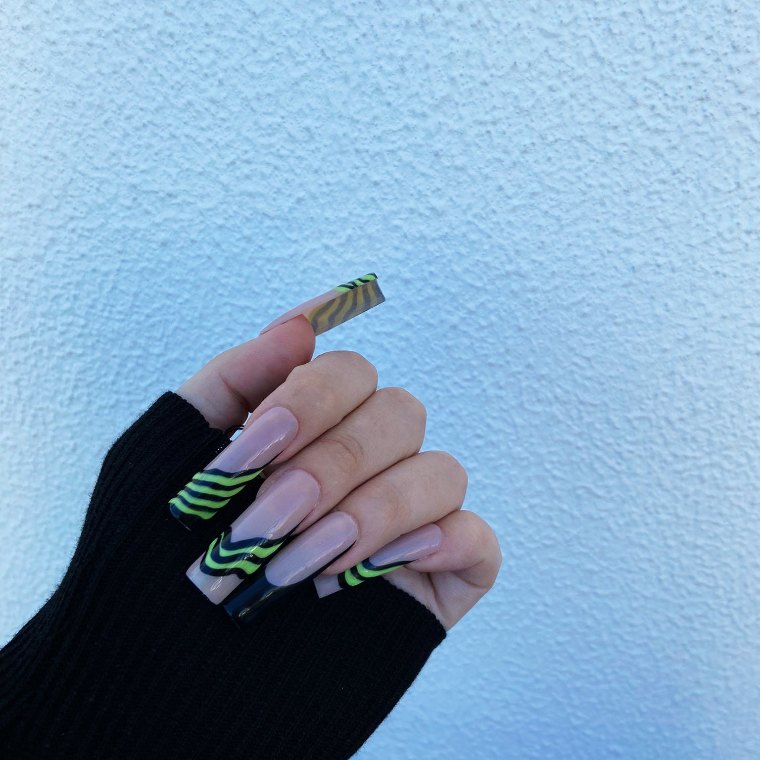 Trippy Green Press on Nails Set Green Nail Set Press on Nails Nails ...