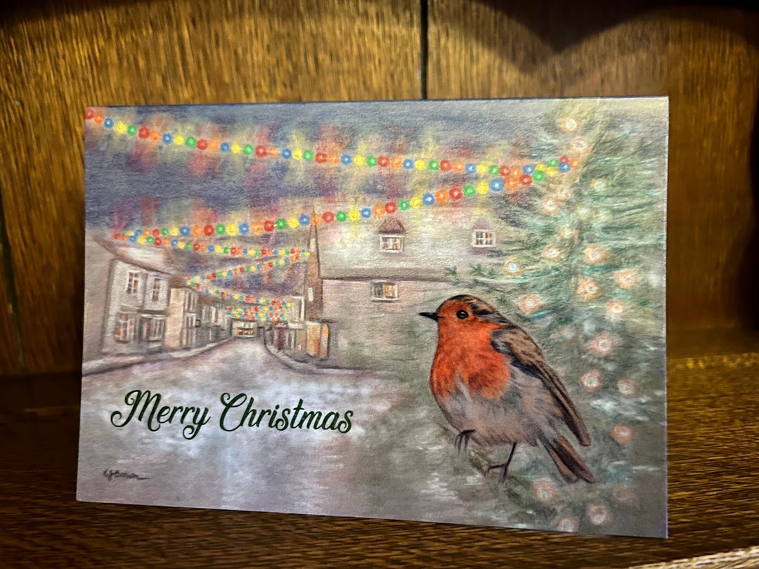 Robin & Christmas Lights - Etsy UK