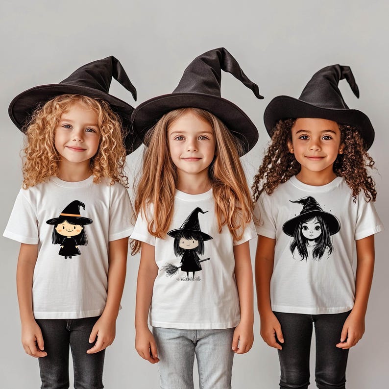 Cute Little Witches, Clipart Collection Ideal for Halloween, 6 PNG&JPG ...