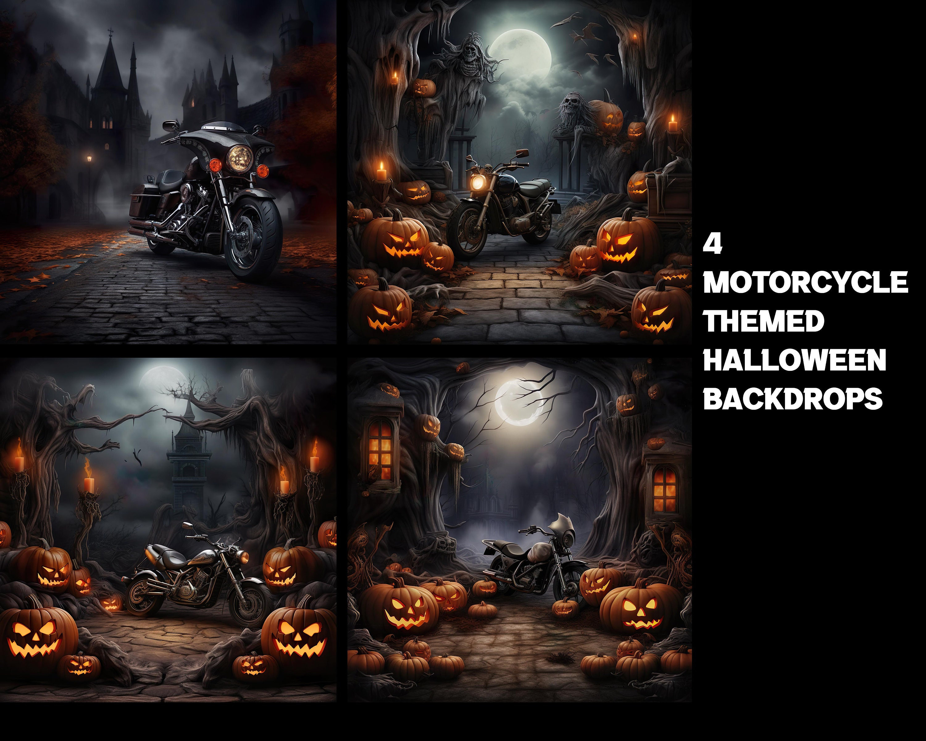 Gothic Motorcycle Photo Backdrops - Halloween Props for Creepy ...
