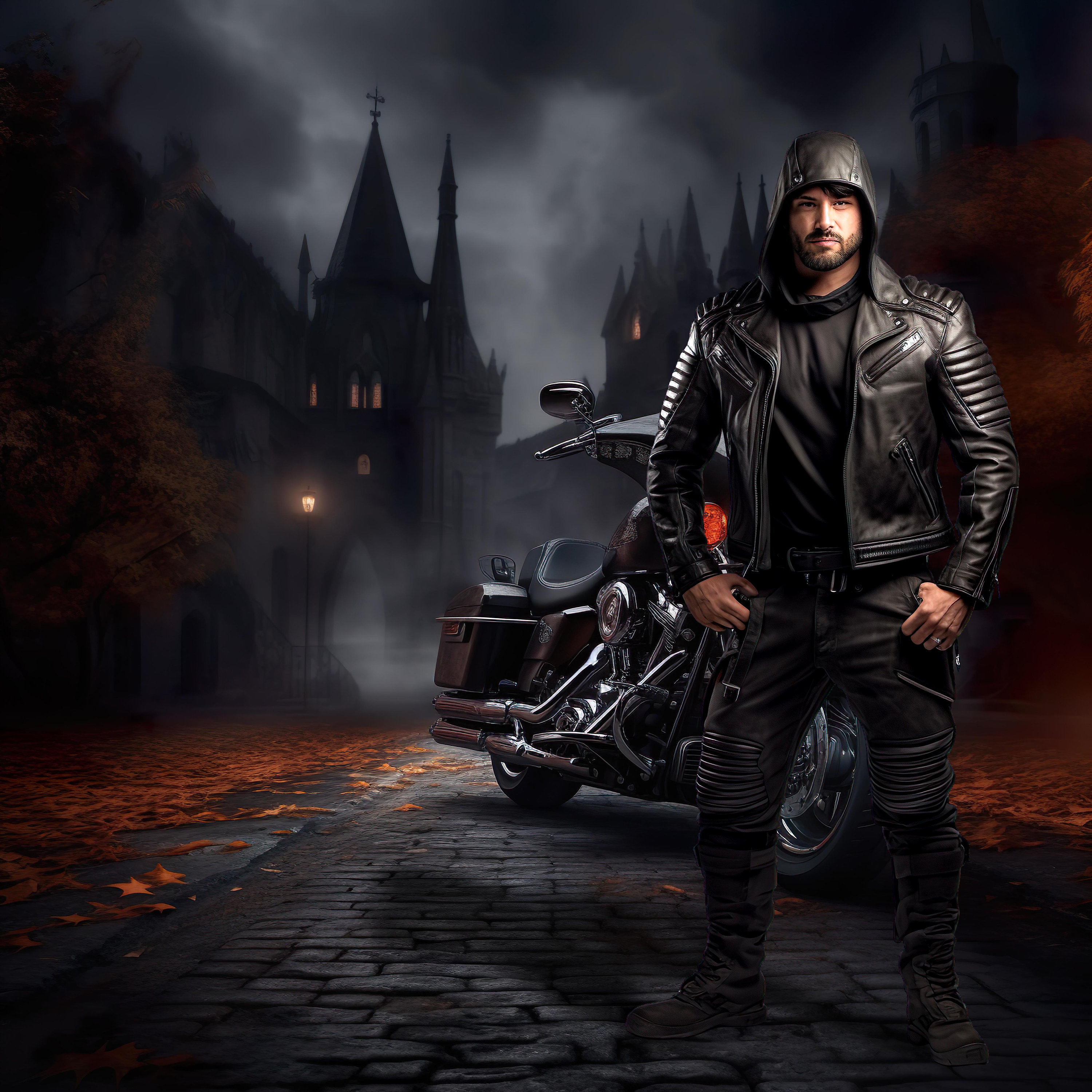 Gothic Motorcycle Photo Backdrops - Halloween Props for Creepy ...