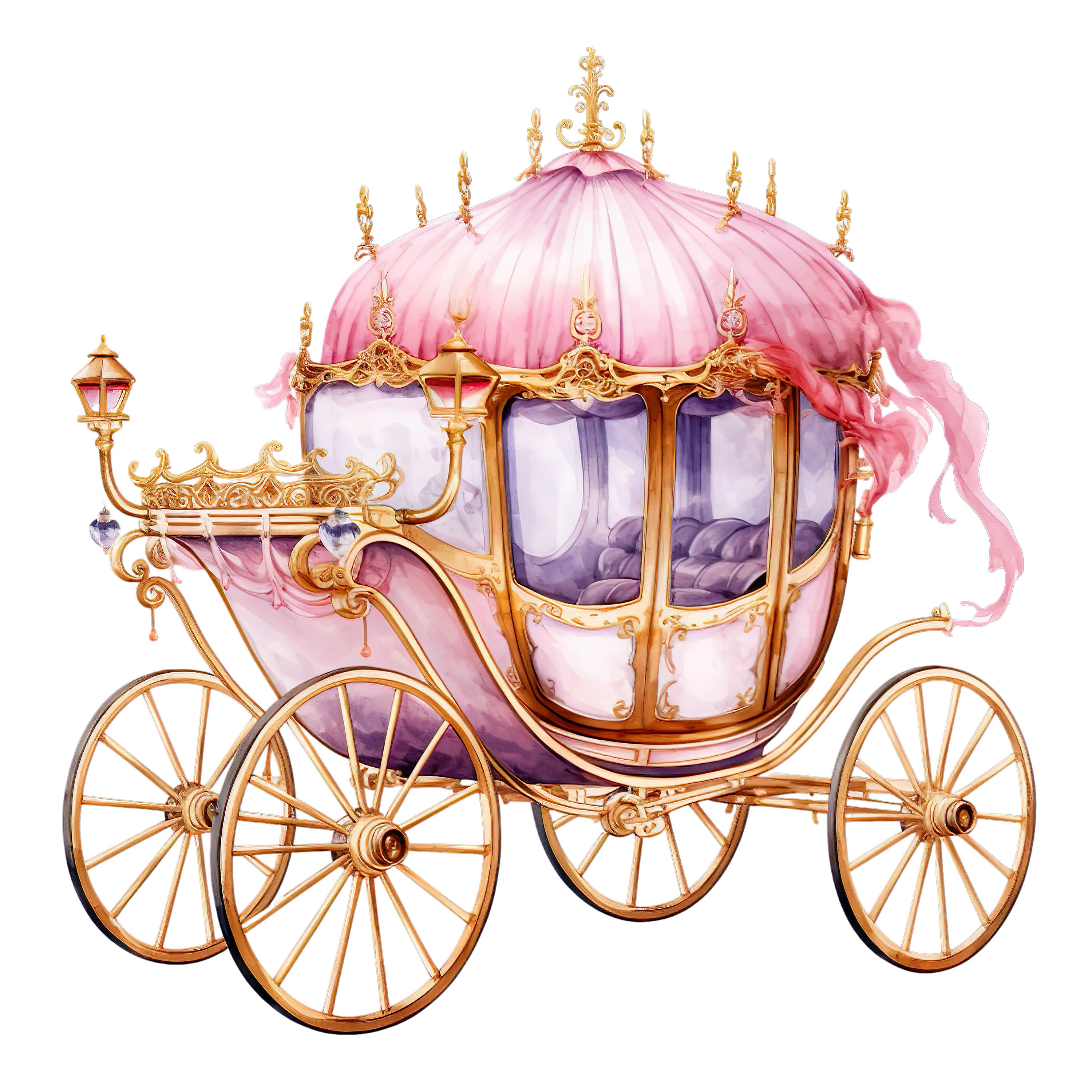 Watercolor Princess Carriage Clipart, Fairytale Clipart, Fantasy ...