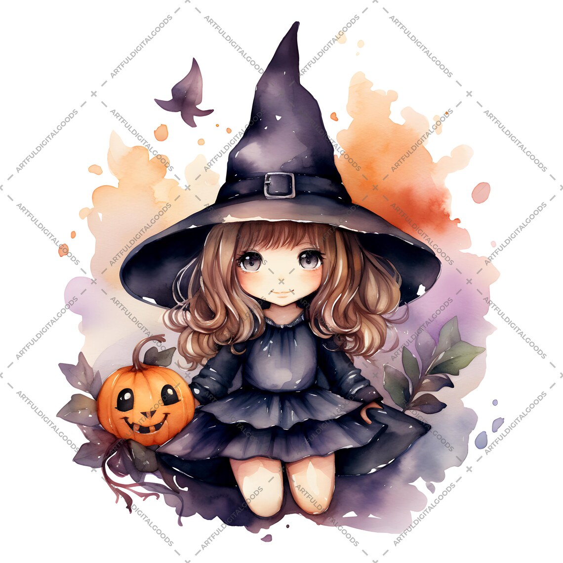 Cute Little Witches, Watercolor Witch Cliparts High Resolution Instant ...