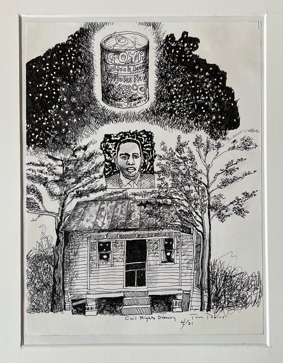 Civil Rights Drawing With Cabin and Beans - Etsy