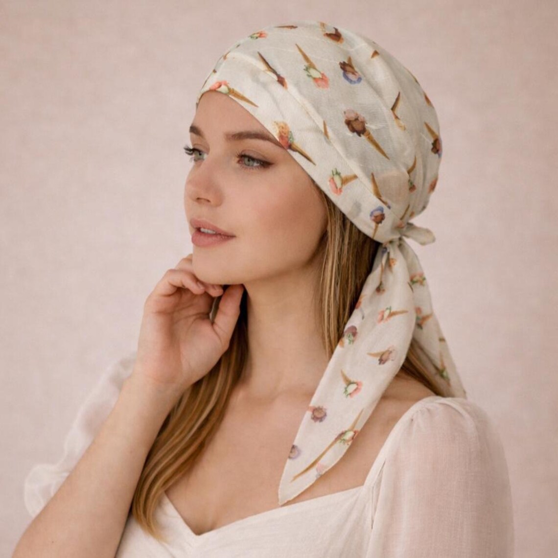 Silk Chemo Headwear, Boho Cancer Headwear, Pre Tied Headscarf, Alopecia ...
