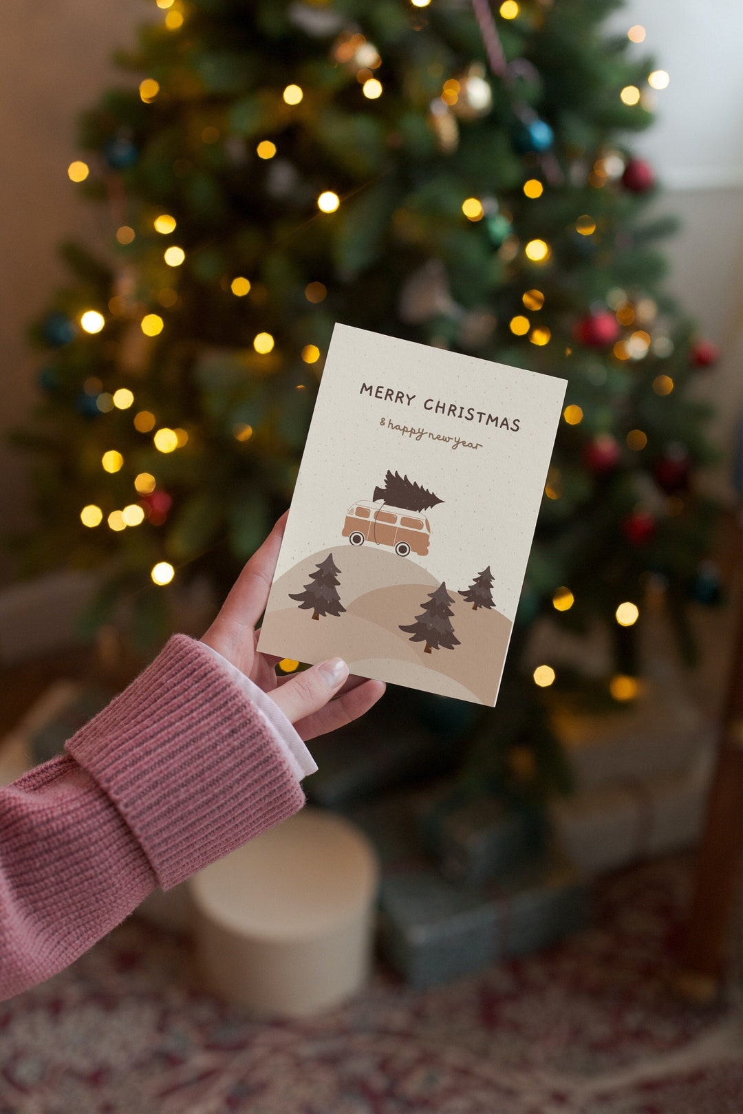 Printable Christmas Cards Set of 5, Digital Christmas Card, Instant ...