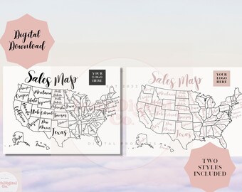 Sales Map Tracker Procreate or Printable United States Etsy Sales Map ...