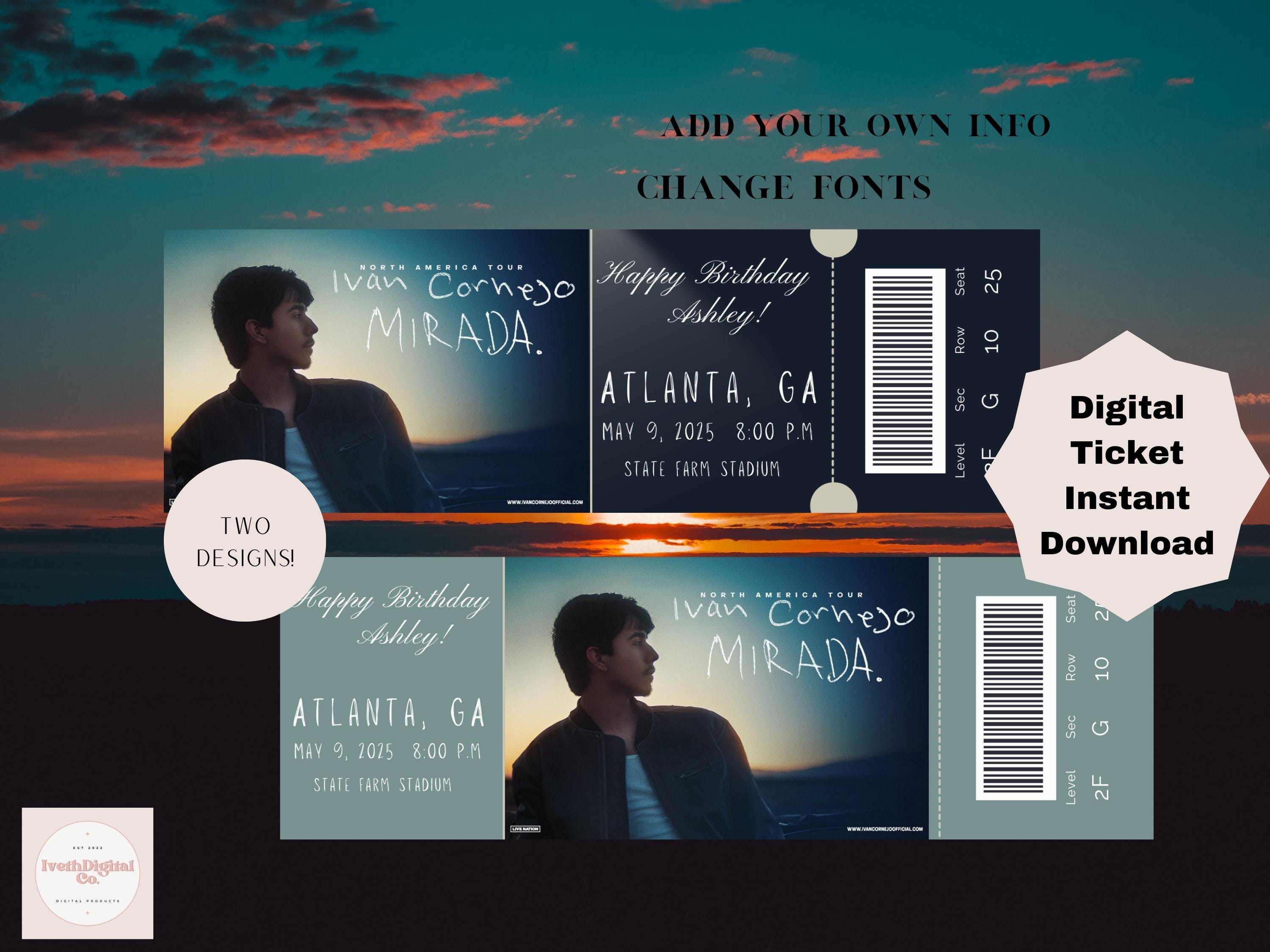 Editable Ivan Cornejo Mirada Tour Concert Ticket | Mirada Ticket | Ivan ...