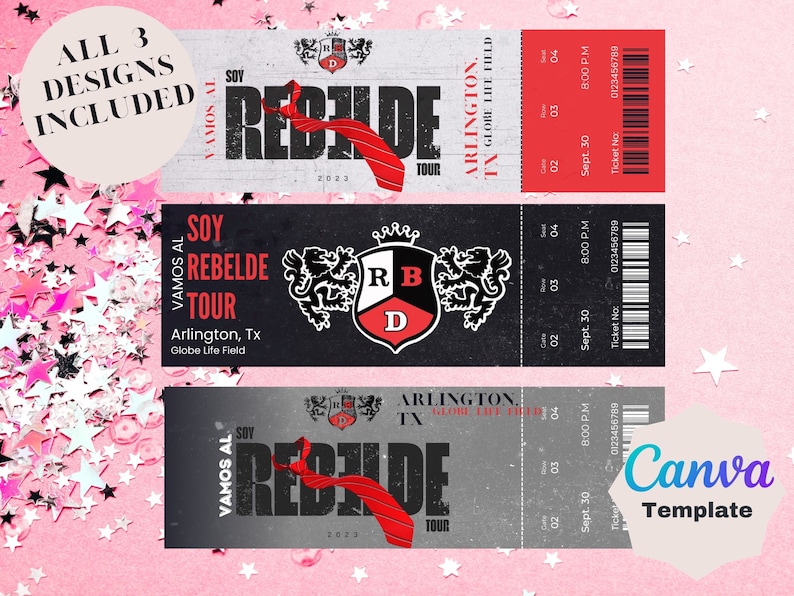 RBD Soy Rebelde Tour Surprise Concert Ticket | Concert Ticket Editable ...