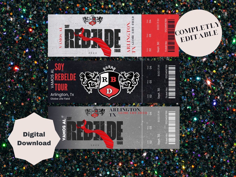 RBD Soy Rebelde Tour Surprise Concert Ticket | Concert Ticket Editable ...