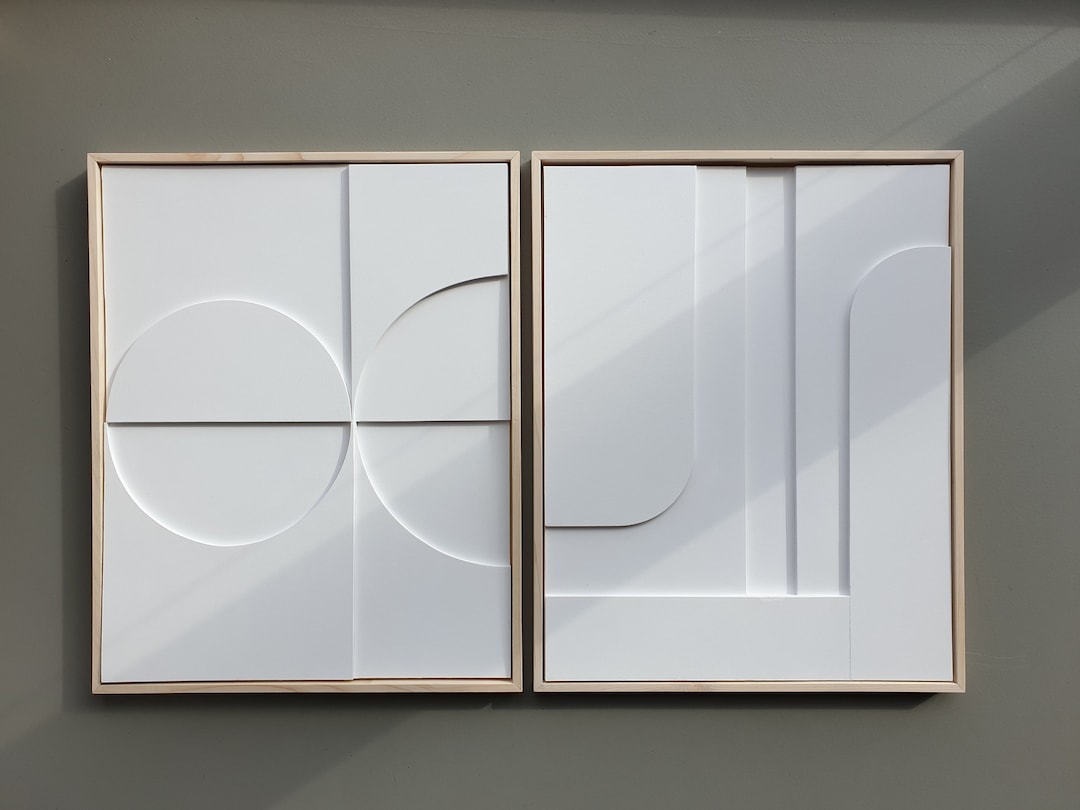 Set of 2, 43 X 53 Cm, 3D Relief Mural, Wall Art, Modern, Minimalist ...