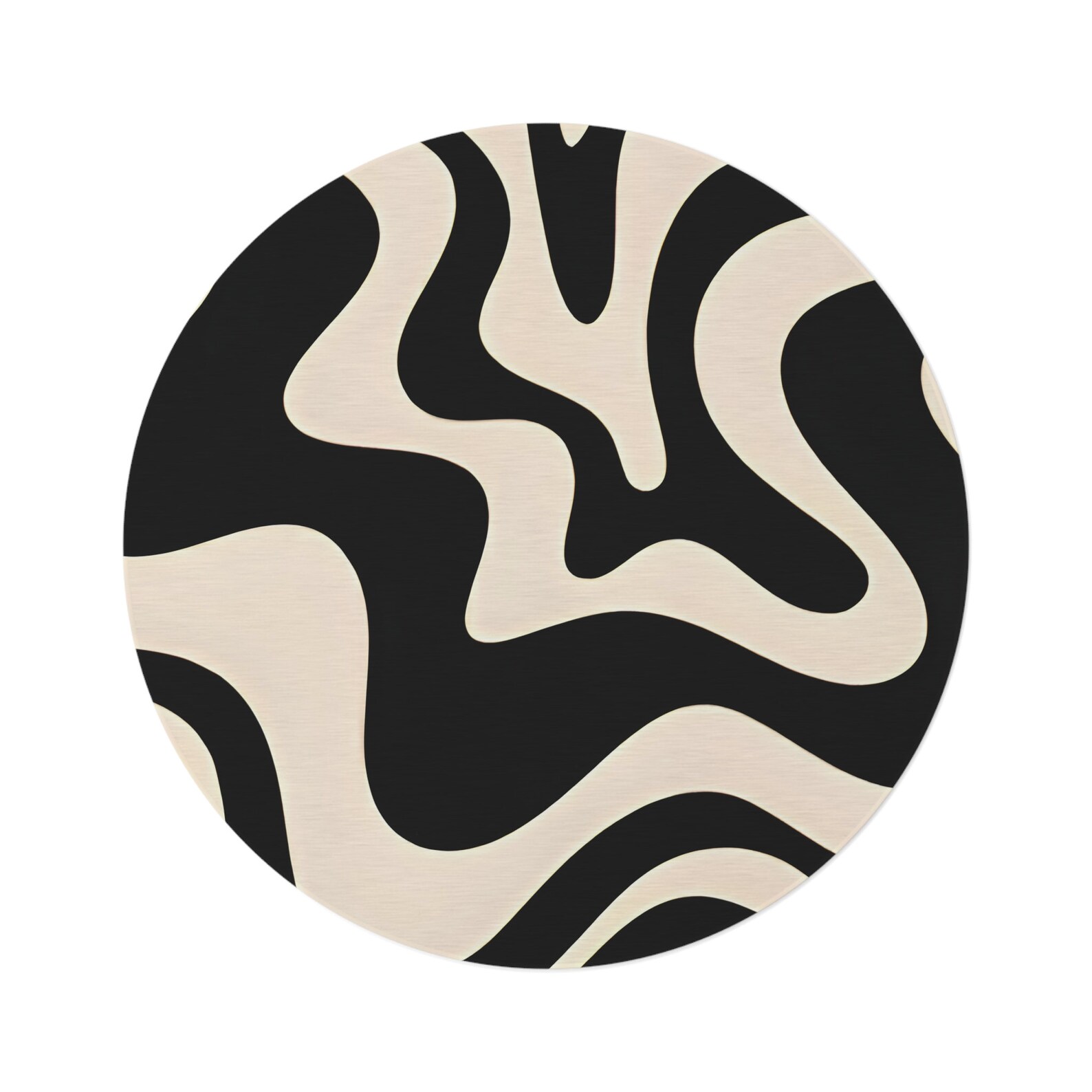 Retro Swirl Waves Rug Beige and Black Round Rug - Etsy