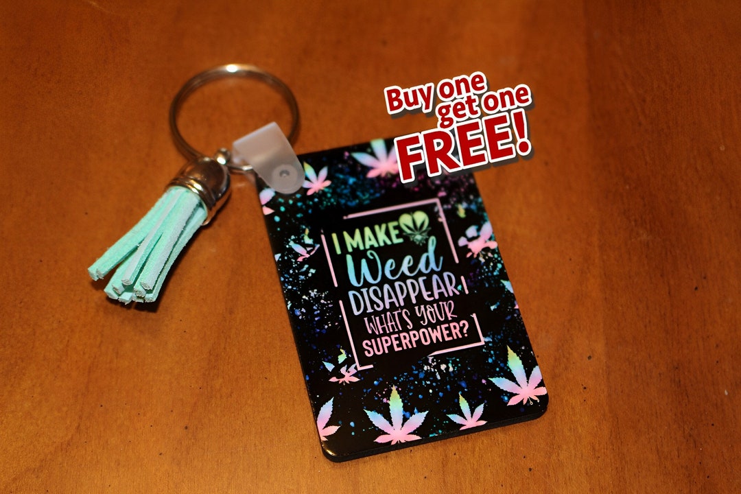 Super Power Key Chain, Gift, Custom Key Ring, Cannabis Design, Stoner ...