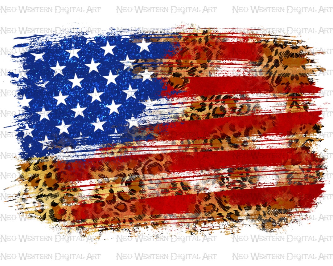 Leopard Glitter American Flag Png Sublimation Design Download, 4th of ...