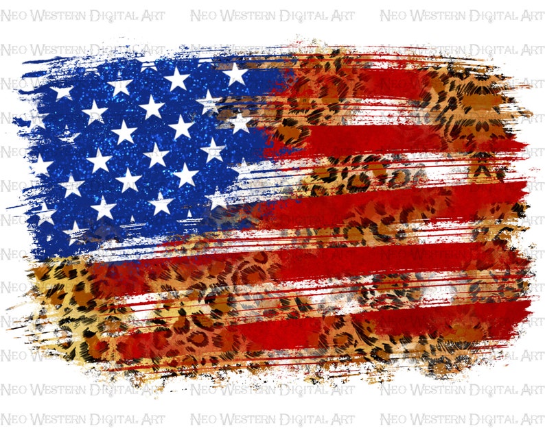 Leopard Glitter American Flag Png Sublimation Design Download - Etsy
