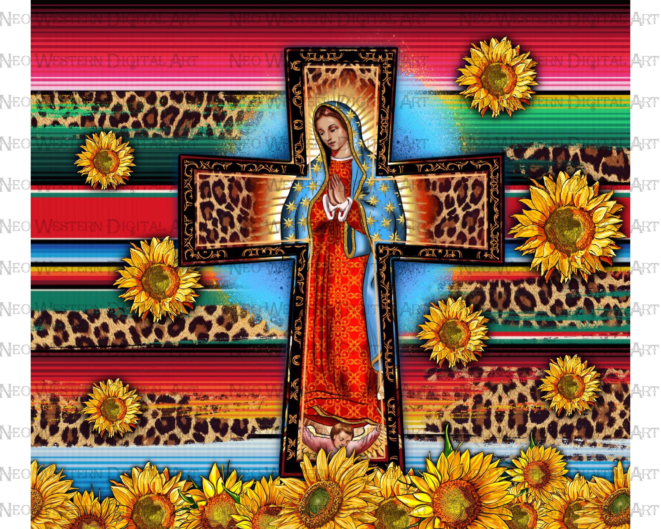 Our Lady of Guadalupe Cross With Serape Tumbler Png 20oz Tumbler ...