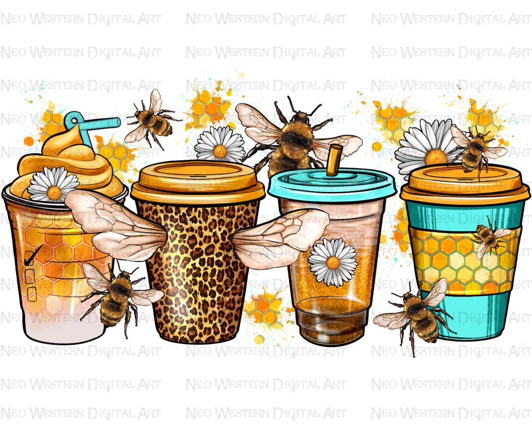Bumble Bee Coffee Cups Png Sublimation Design Download, Sunflowers ...