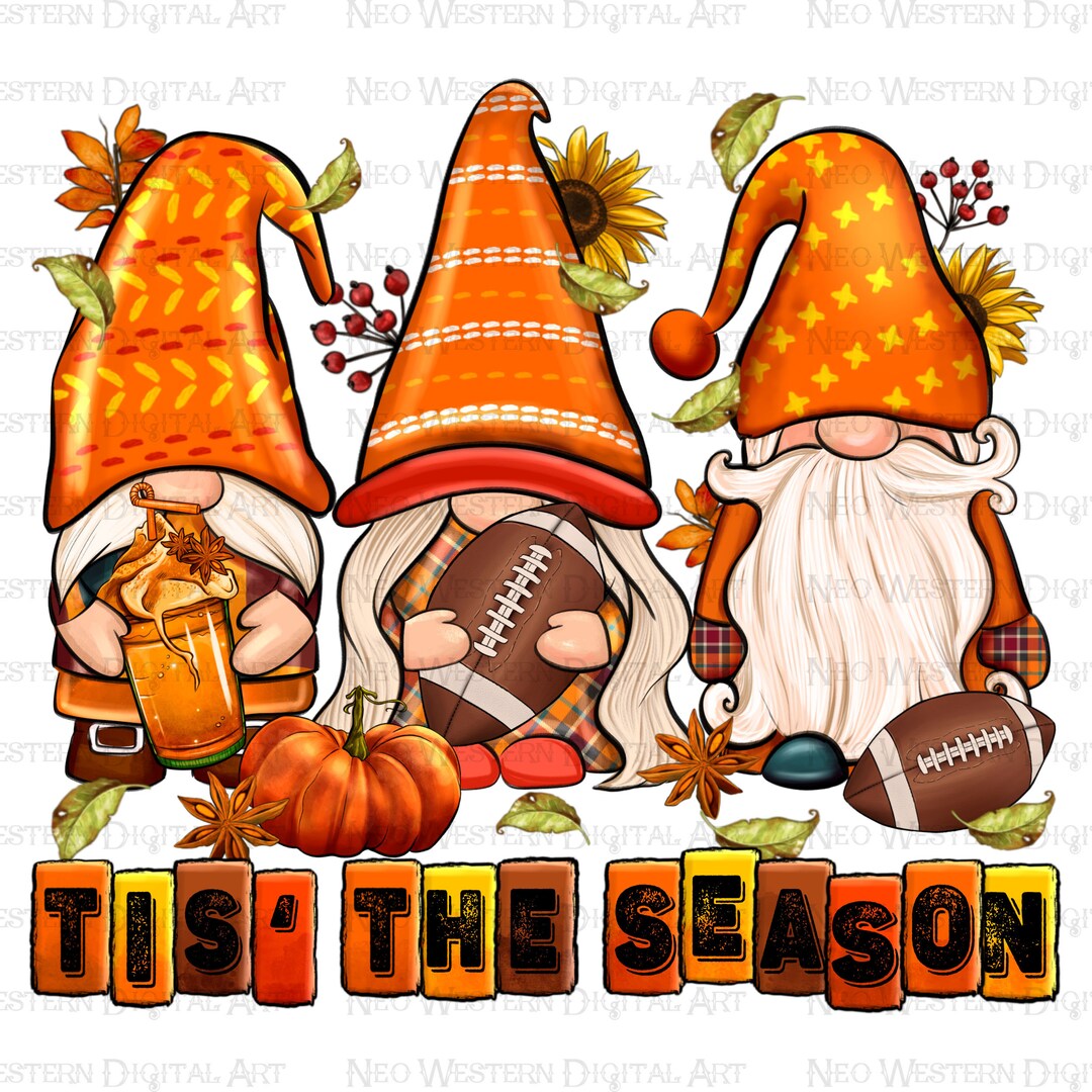 Tis' the Season Fall Football Gnomes Png Sublimation Design Download ...