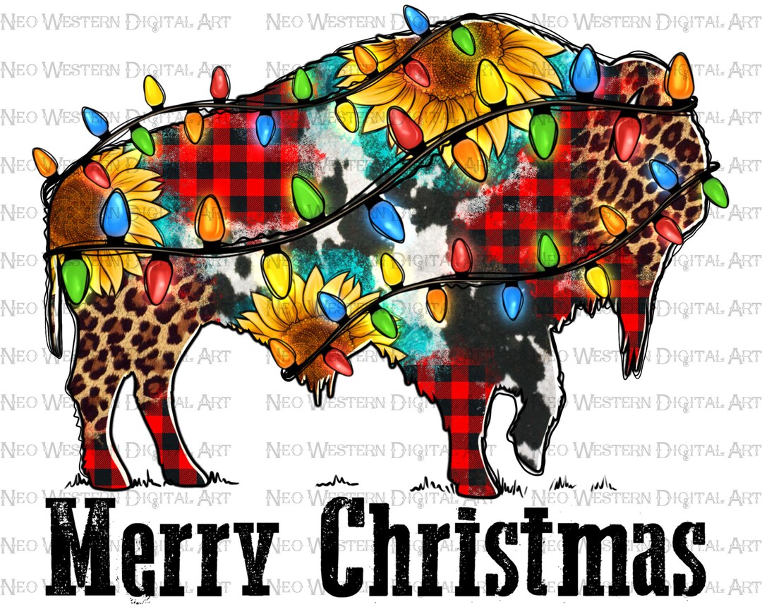 Merry Christmas Bison Sublimation Design Download, Christmas Bison Png ...