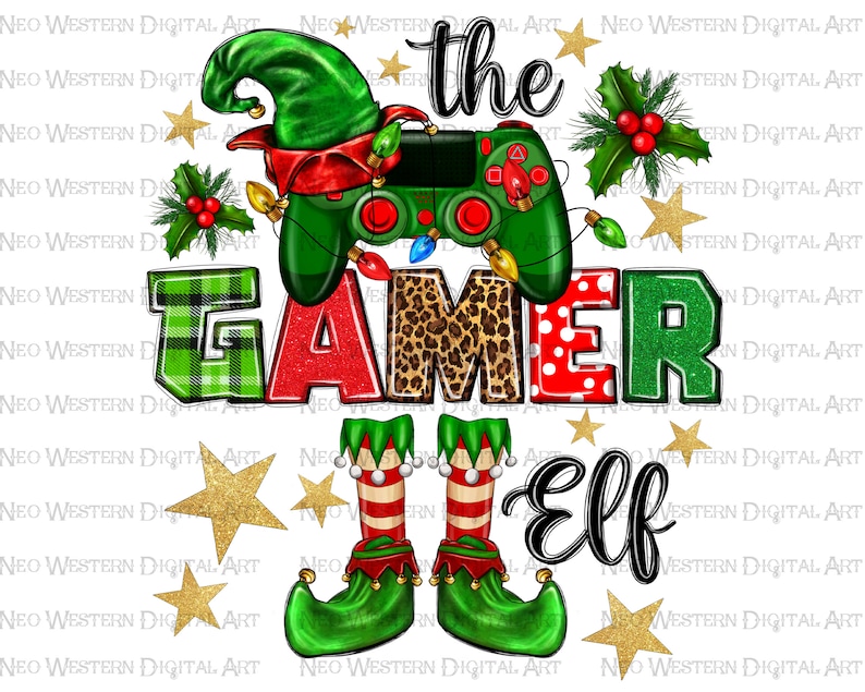 The Gamer Elf Png Sublimation Design Download Christmas Png - Etsy