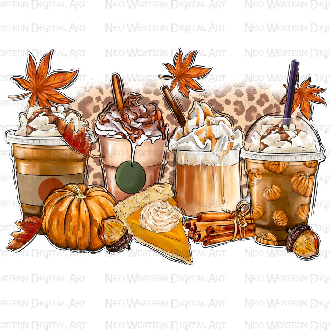 Fall Coffee Cups Png Sublimation Design Download, Pumpkin Pie Png, Fall ...