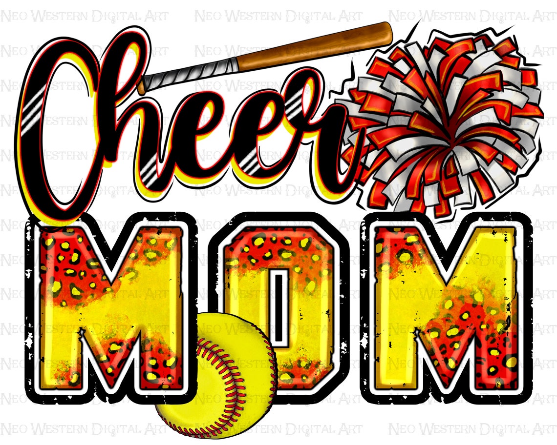 Cheer Mom Softball Png Sublimation Design Download, Softball Ball Png ...