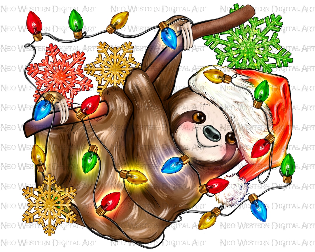 Christmas Sloth Png Sublimation Design Download, Baby Sloth Png, Cute ...