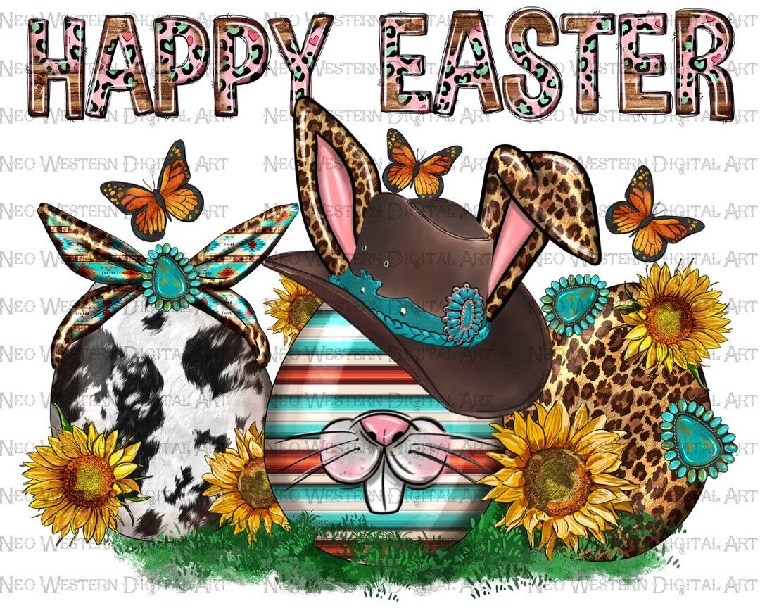 Western Happy Easter Png Sublimation Design Download, Happy Easter Day ...