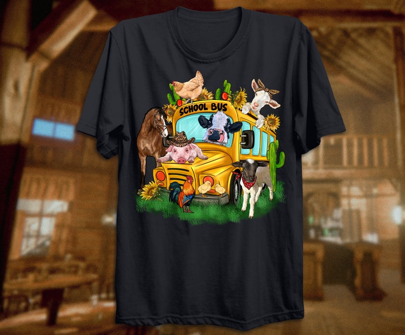 Farm Animal School Bus Png Sublimation Design Download, Back to School ...