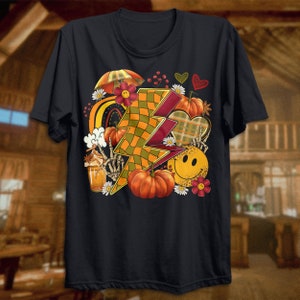 Fall Lightning Bolt Png Sublimation Design Download, Fall Pumpkin Png ...