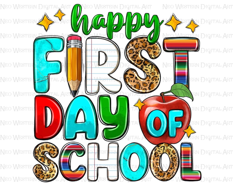 Happy First Day of School Png Sublimation Design Download, Back to ...