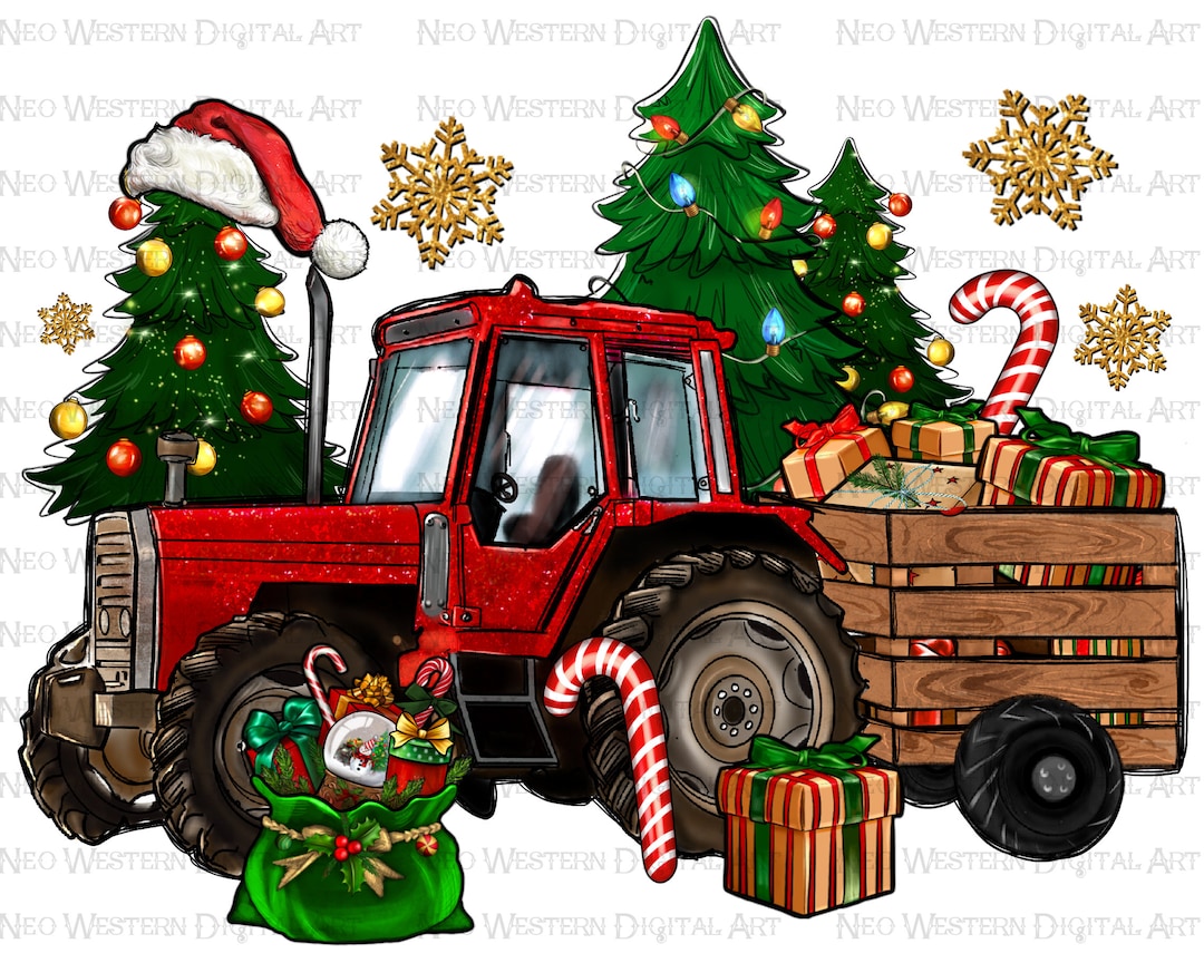 Christmas Farm Tractor Png Sublimation Design Download, Christmas Png ...