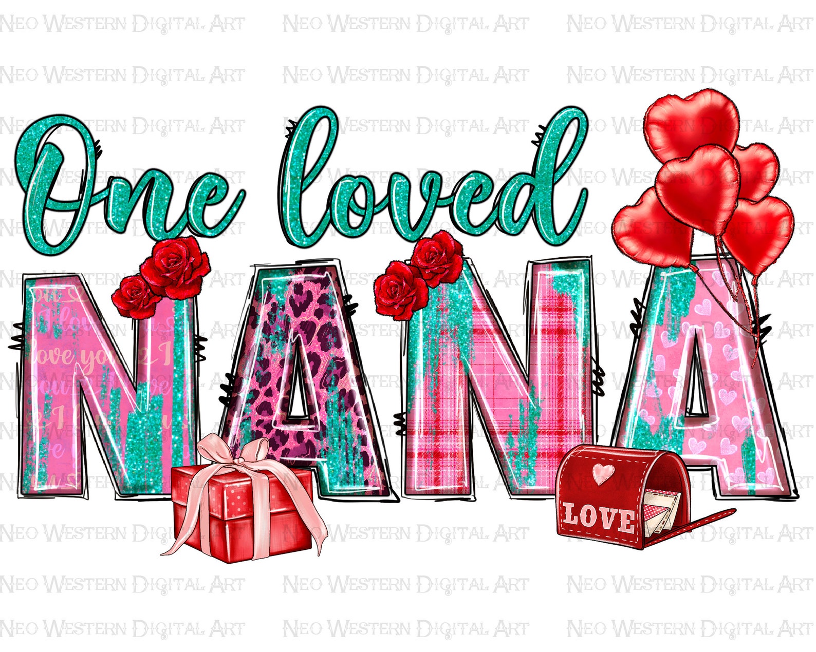 One Loved Nana Png Sublimation Design Download, Valentine's Day Png ...