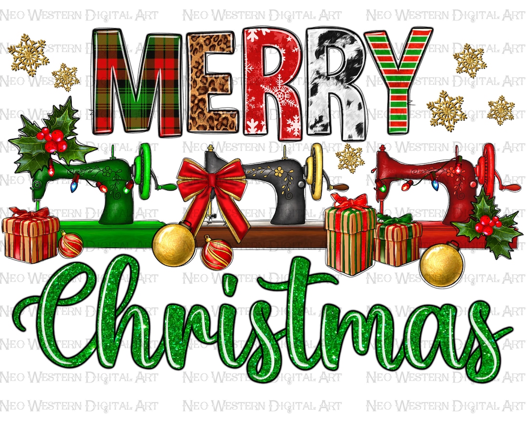 Merry Christmas Sewing Machine Sublimate Designs Download, Hand Drawn ...