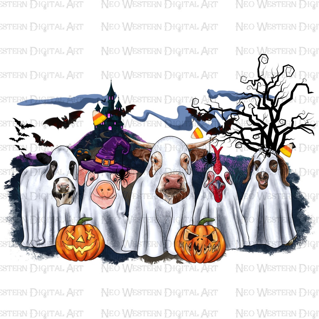 Halloween Farm Animals Png Sublimation Design Download, Happy Halloween ...