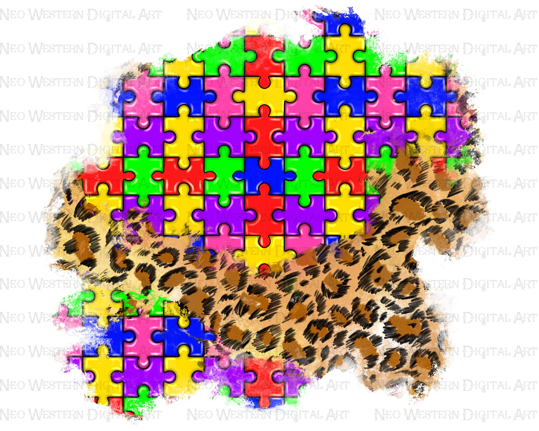 Leopard Autism Patches Png Sublimation Design Bundle Western - Etsy