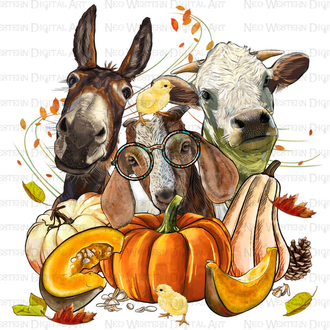 Fall Farm Animals Png Sublimation Design Download, Fall Pumpkin Png ...