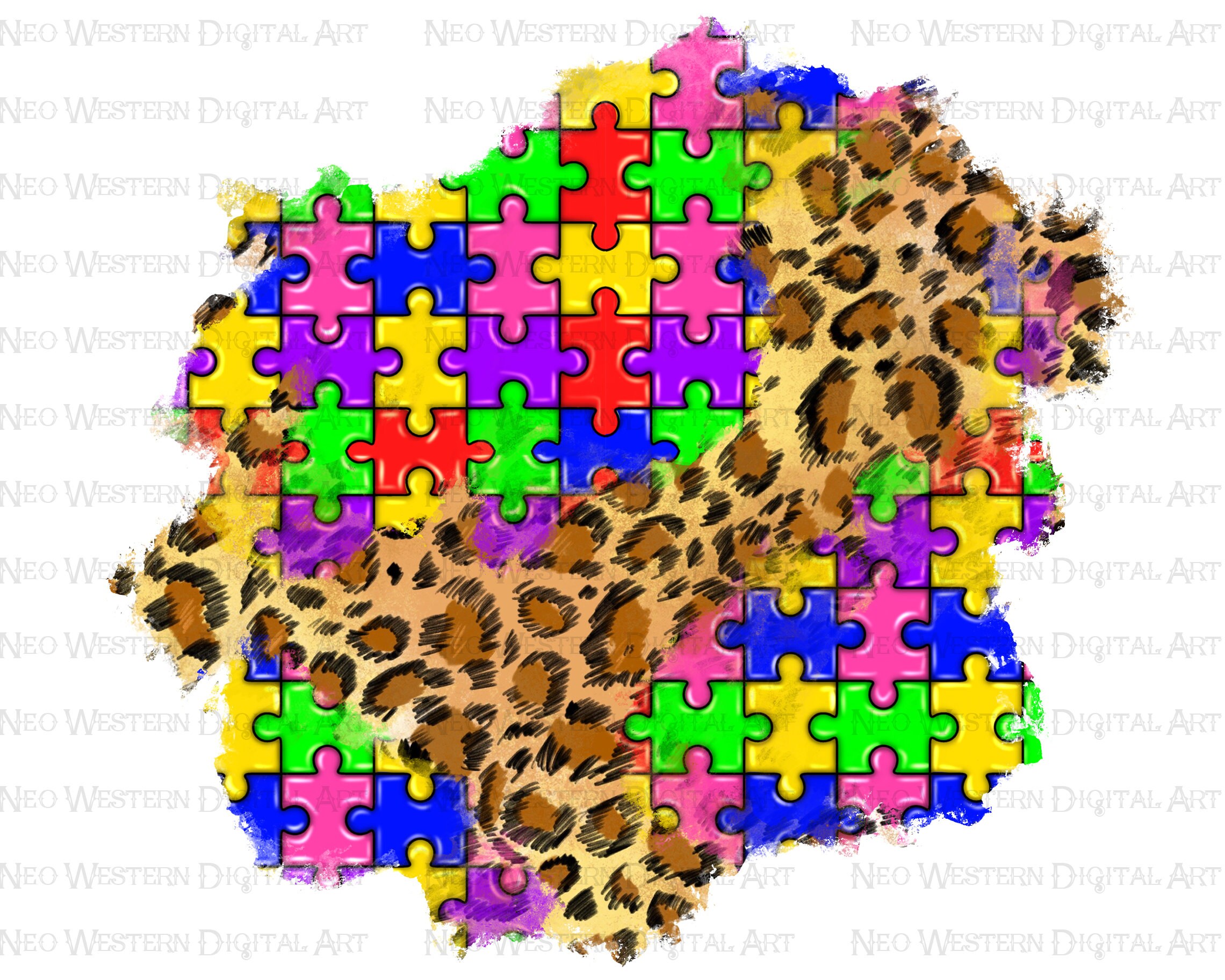 Leopard Autism Patches Png Sublimation Design Bundle Western - Etsy