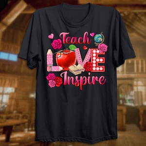 Teach Love Inspire Png Sublimation Design Download, Valentine's Day Png ...
