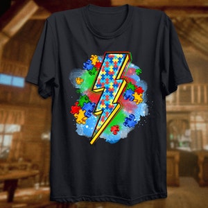 Autism Lightning Bolt Png Sublimation Design Download, Autism Awareness ...