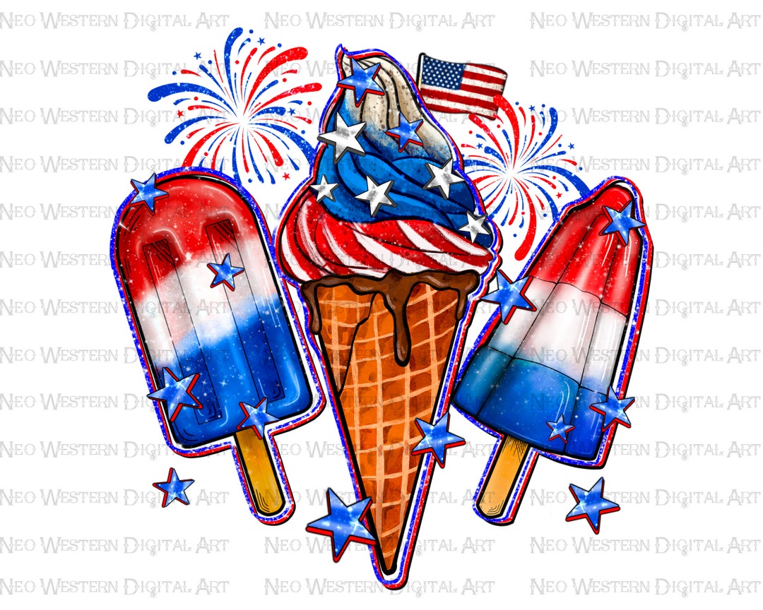 4th of July Ice Creams Png Sublimation Design Download, 4th of July Png ...