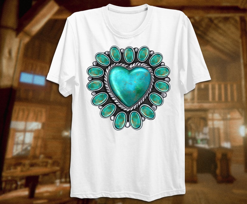 Western Heart Turquoise Gemstone Png Sublimation Design Download ...