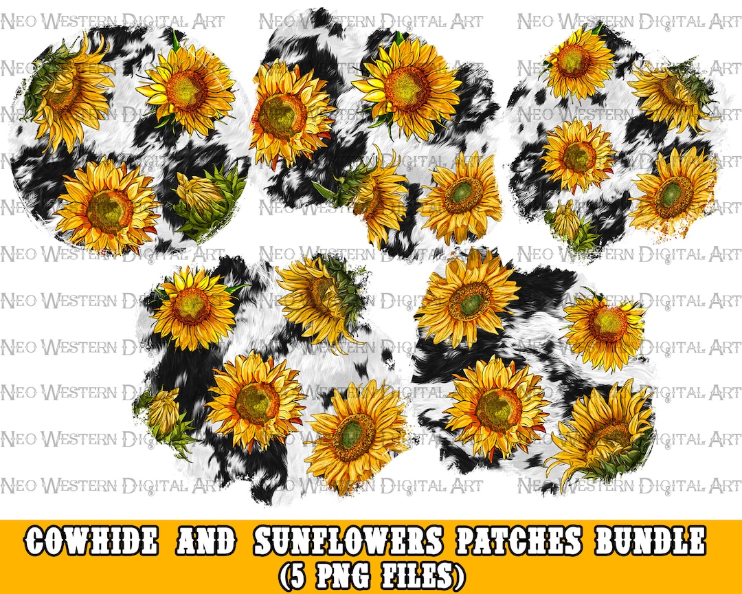Western Sunflowers Turquoise Gemstone Leopard Patches Png Sublimation Design Bundle, Western ...