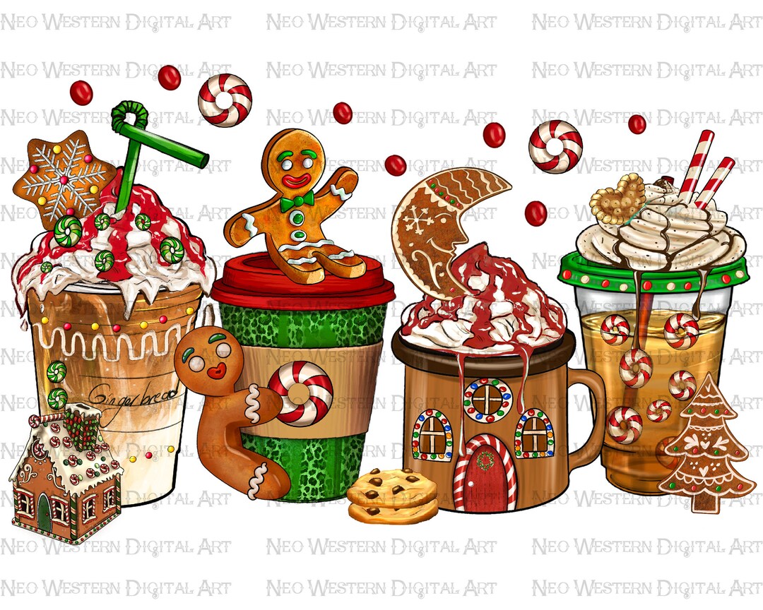 Gingerbread Coffee Drinks Png Sublimation Design Download,christmas ...